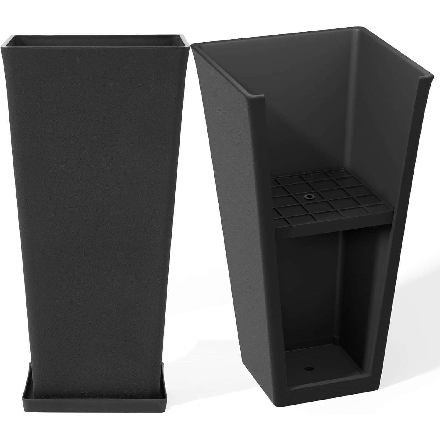CSPP 30 inch Tall Black Planters Set of 2,Indoor/Outdoor Rectanglar ...