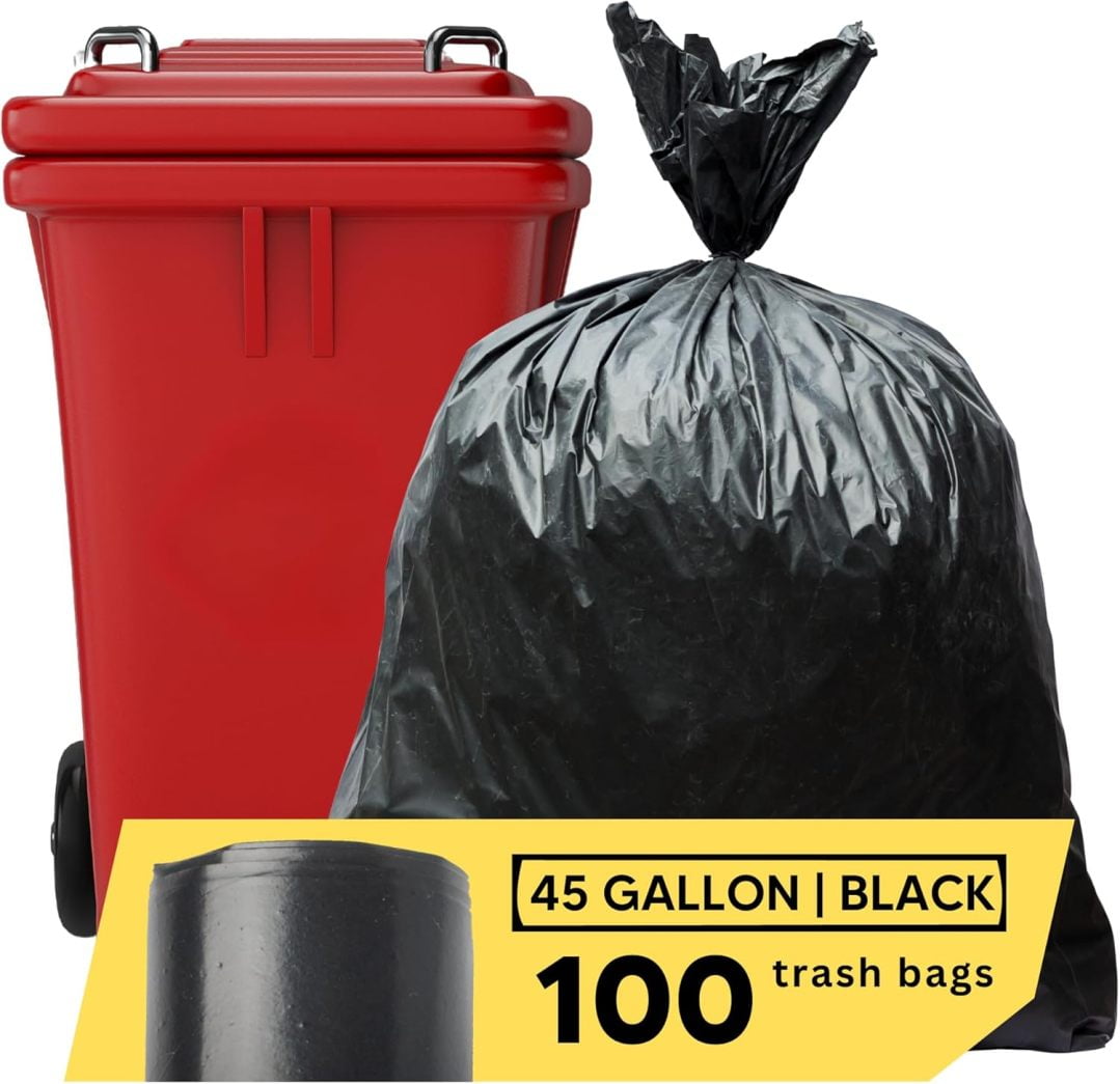 CSPP® 45 Gallon Trash Bags, 100 Count – Heavy Duty, Leak-Resistant ...