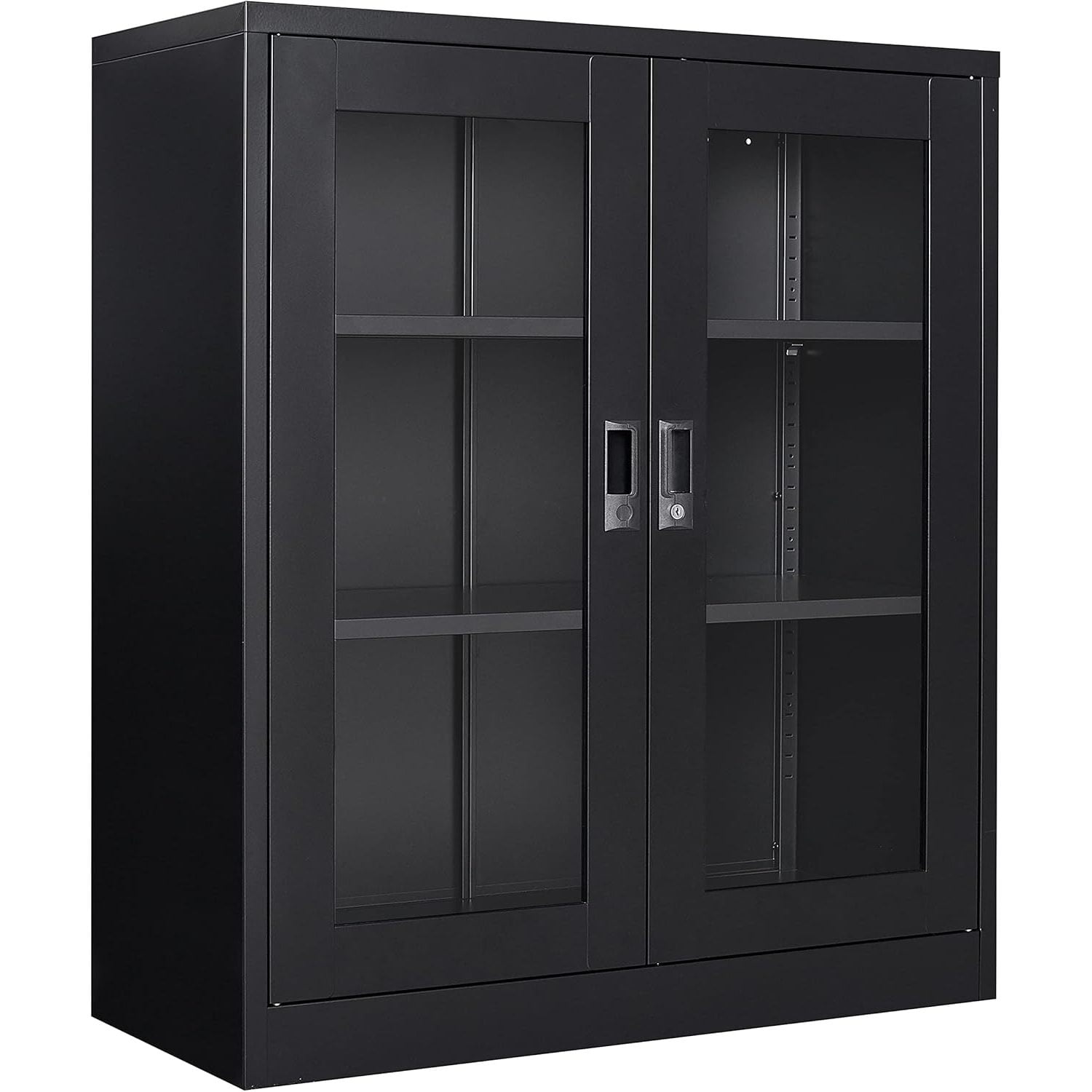 CSPP Black Metal Storage Cabinet with Doors and Shelves,36 inch Locking ...