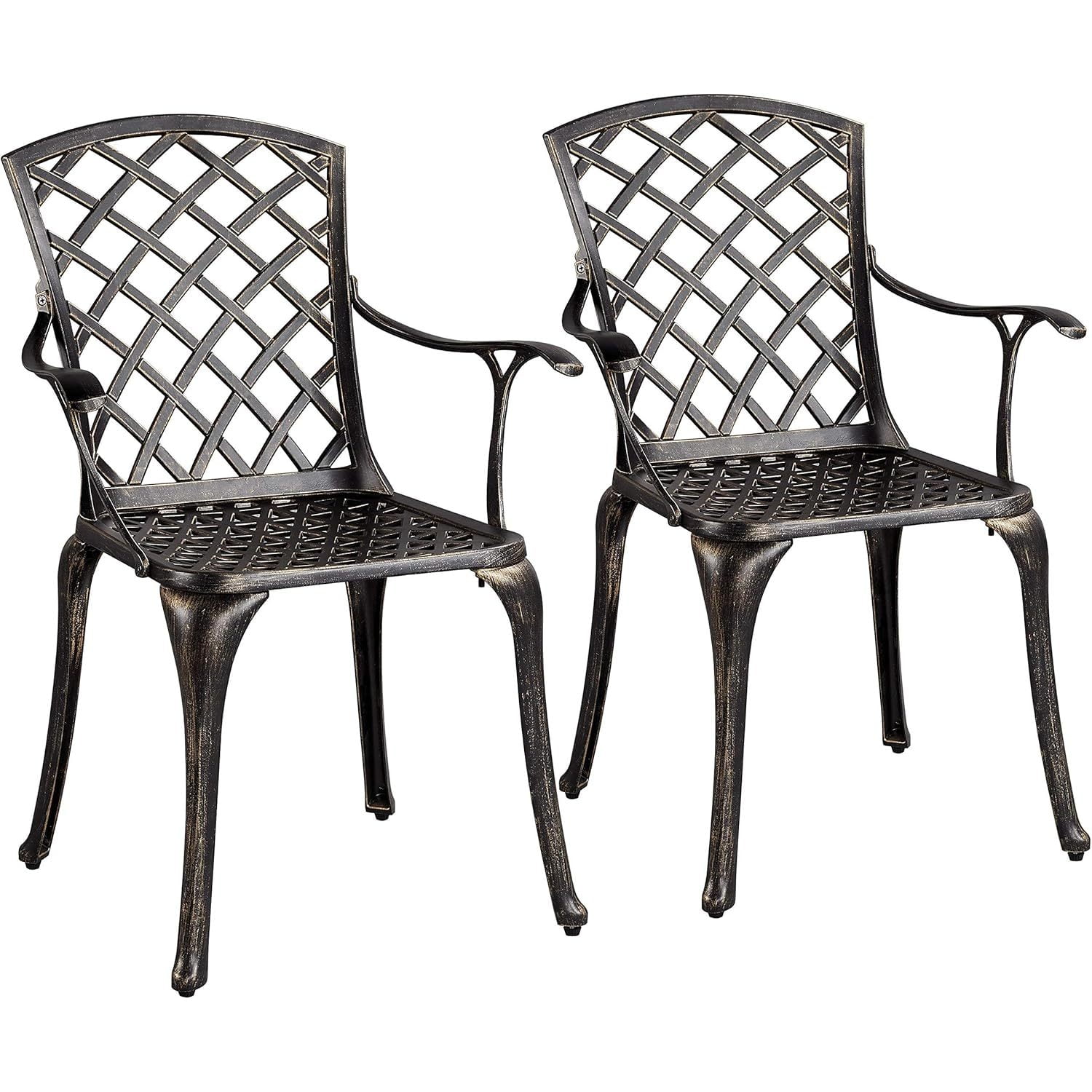 CSPP Outdoor Patio Dining Chairs, Set of 2 Aluminum Metal Arm Chairs ...