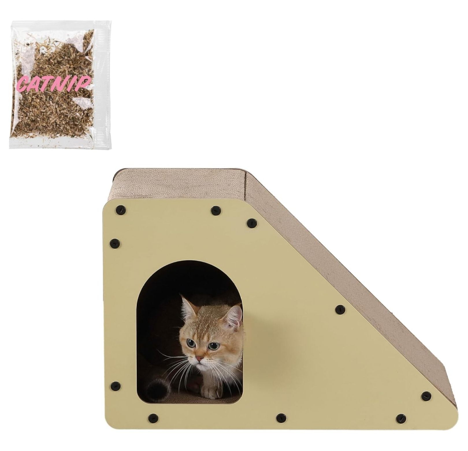 CSR1008A Kento 23.63" Minimalist Cardboard Angled Cat Cave Scratcher ...
