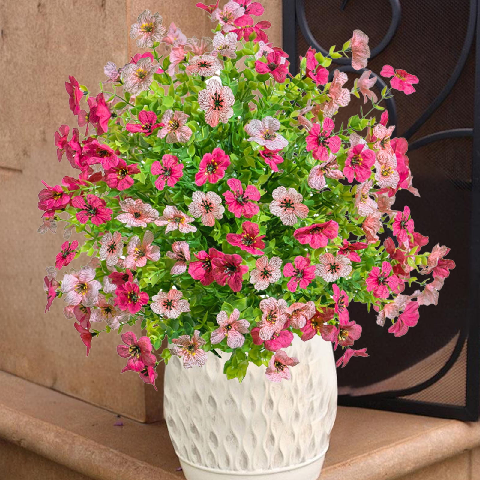 CSSAD Artificial Fake Flowers Plant Outdoor Outside Decor Bundles Faux ...