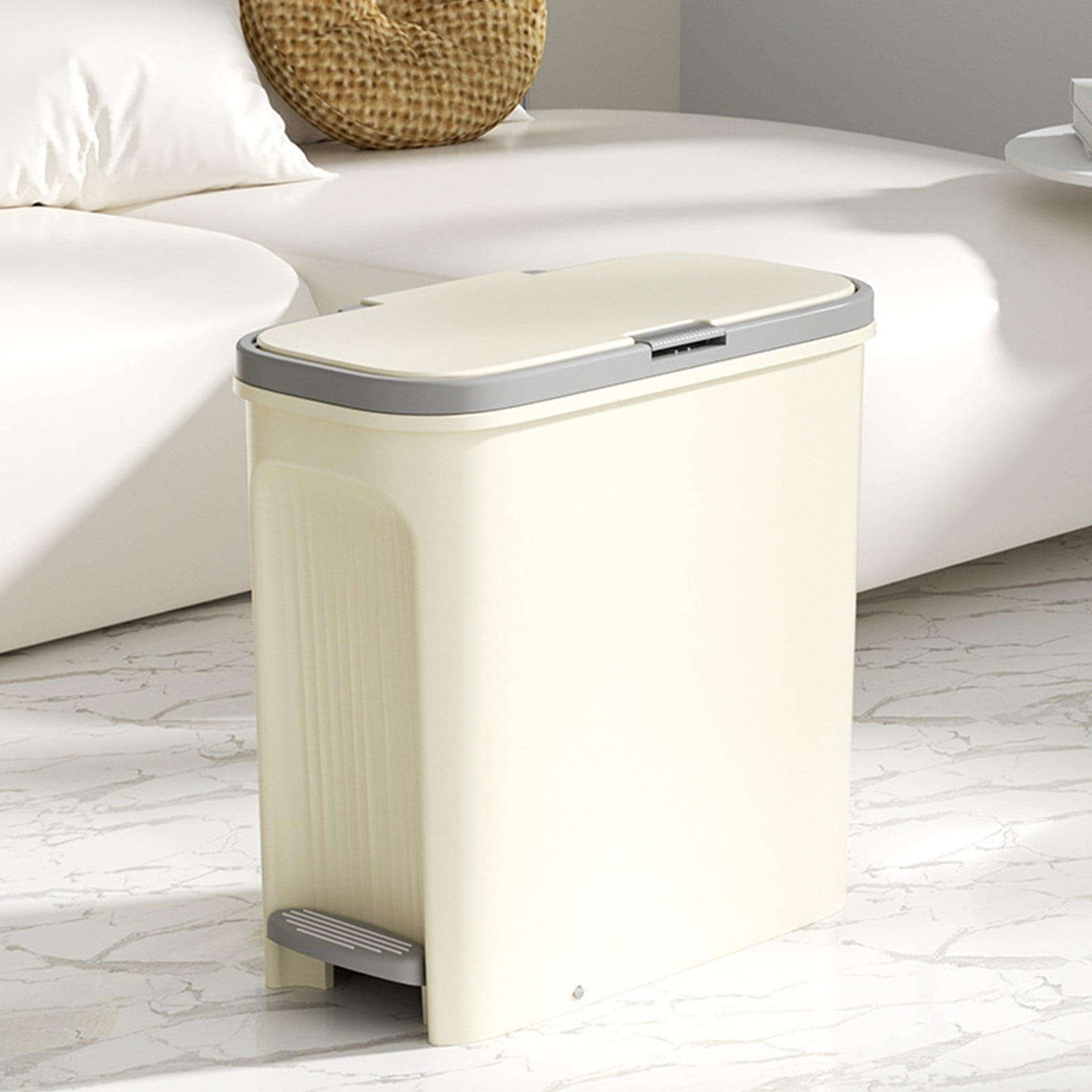 CSSAD Home Use Press-Top Flip-Lid Trash Can - Space-Saving Storage Bin ...