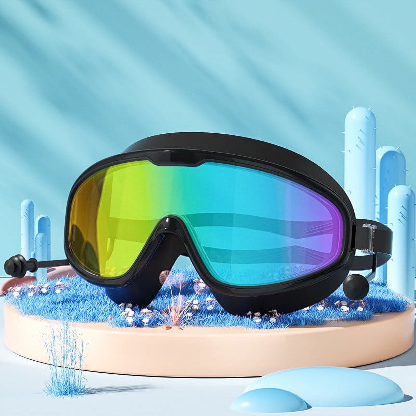 CSSAD Large Frame Swim Goggles, Polarized Adult Swimming Goggles Bungee ...