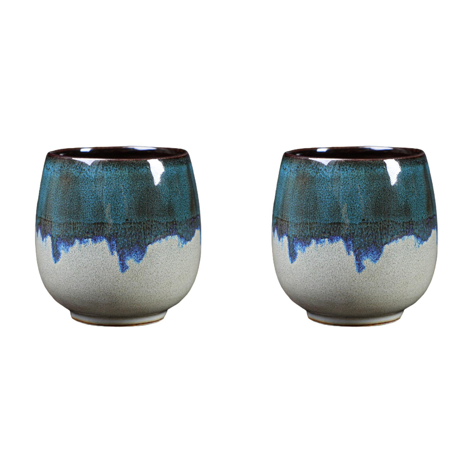 CSSJKYJ 2PCS Ceramic Teacup,Traditional No Handle Small Tea Cup,Ceramic ...