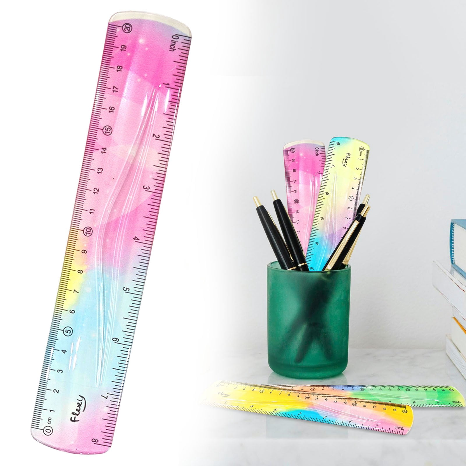 CSSJKYJ Flexible Ruler, 20cm/8inch Plastic Ruler Shatterproof Straight ...