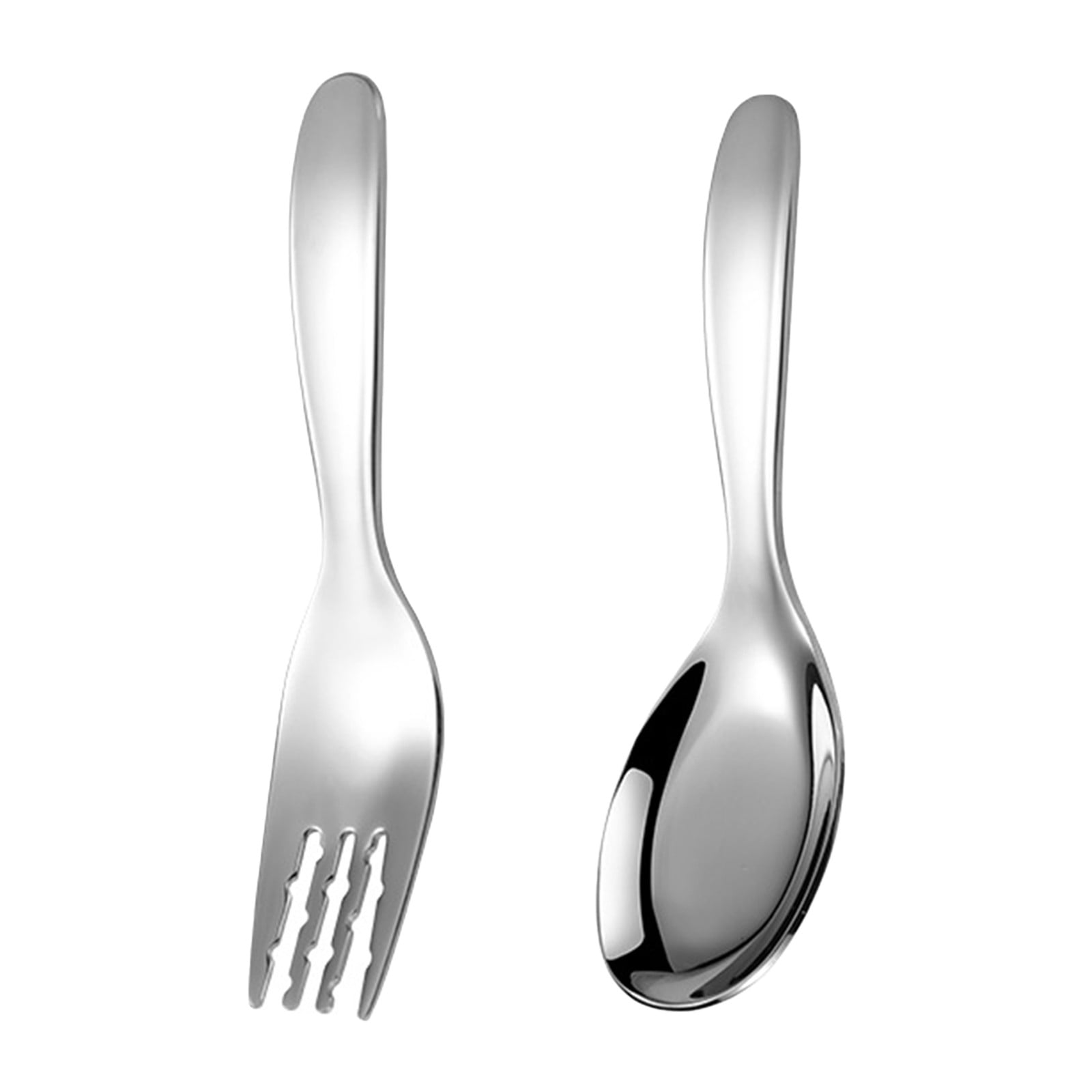 CSSJKYJ Stainless Steel Flat Bottom Spoon & Fork Set,Food-Grade ...