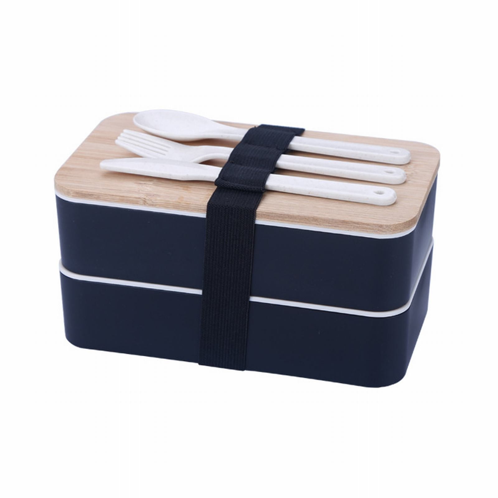 CSSJKYJ Wood Lid Lunch Plastic Box, Portable Food Storage Box With 3pcs ...