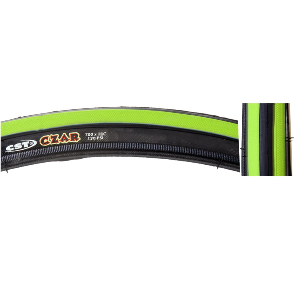 CST Czar Comp Tire Black Lime Green 700x23c Clincher Road Race Fixed ...
