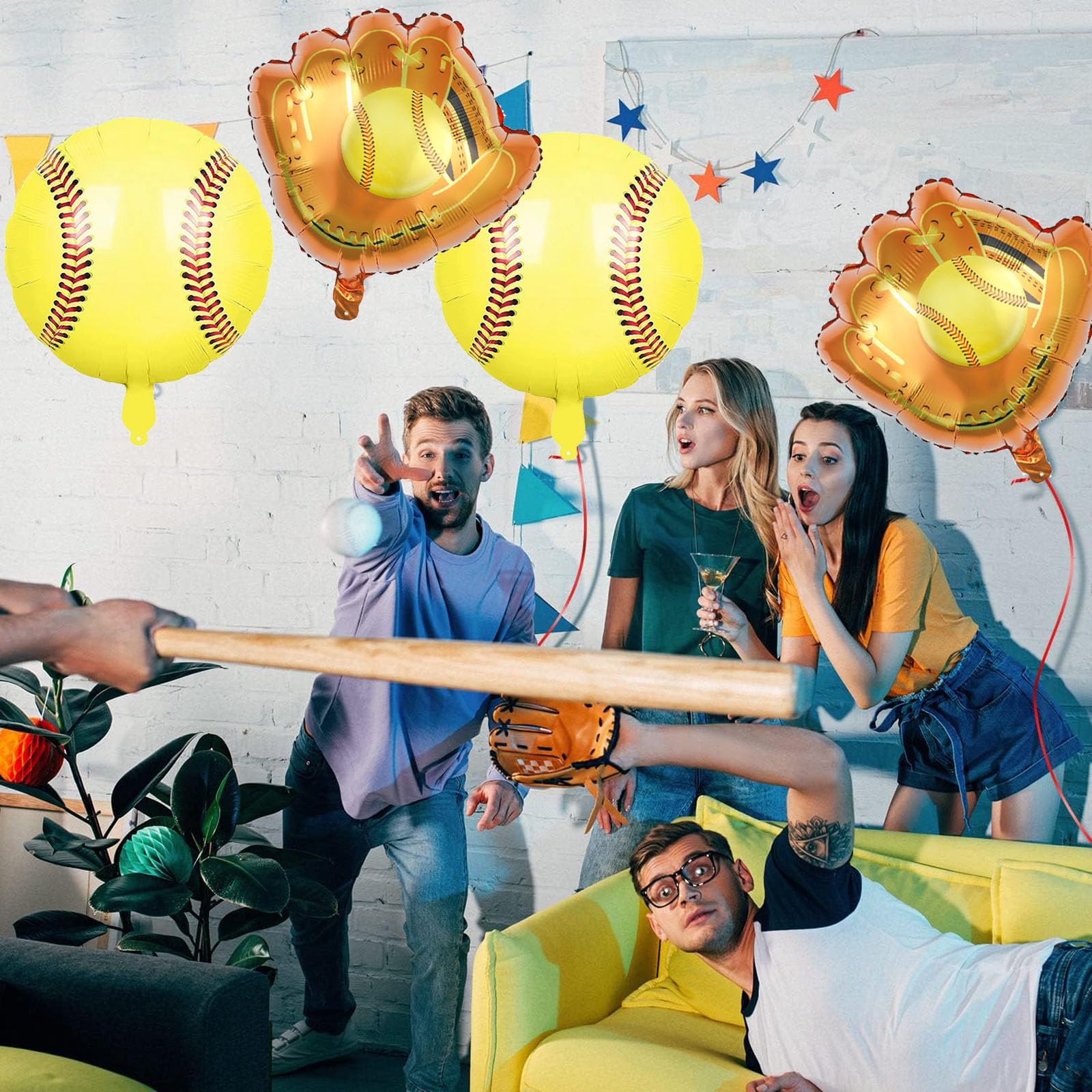 CSTYWC 10PC Softball AJH3 Foil Balloons Softball Glove Balloons Mylar ...