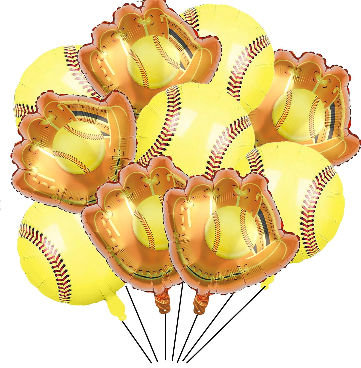 CSTYWC 10PC Softball Foil Balloons Softball Glove Balloons Mylar ...