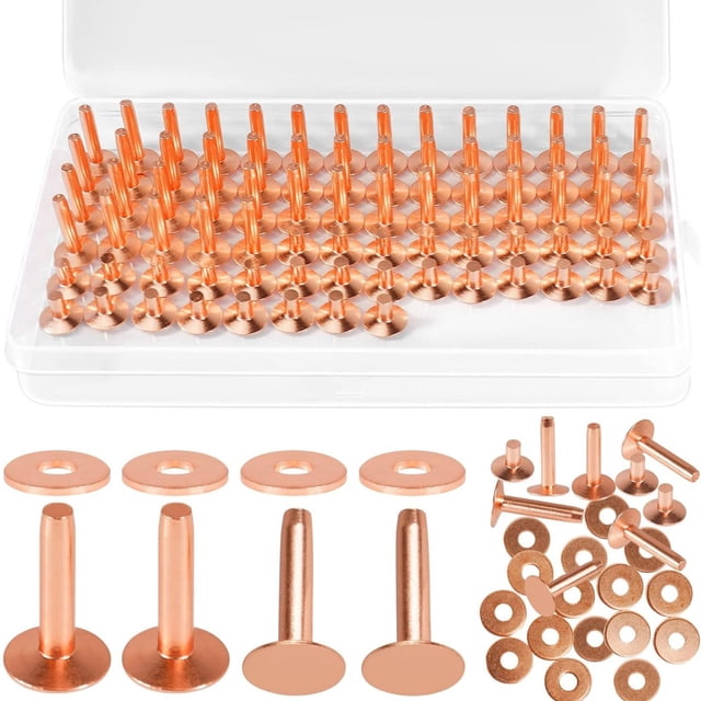 CSYANXING 154 Pieces Copper Rivets and Burrs Smooth Face #9 Rivets 2 ...