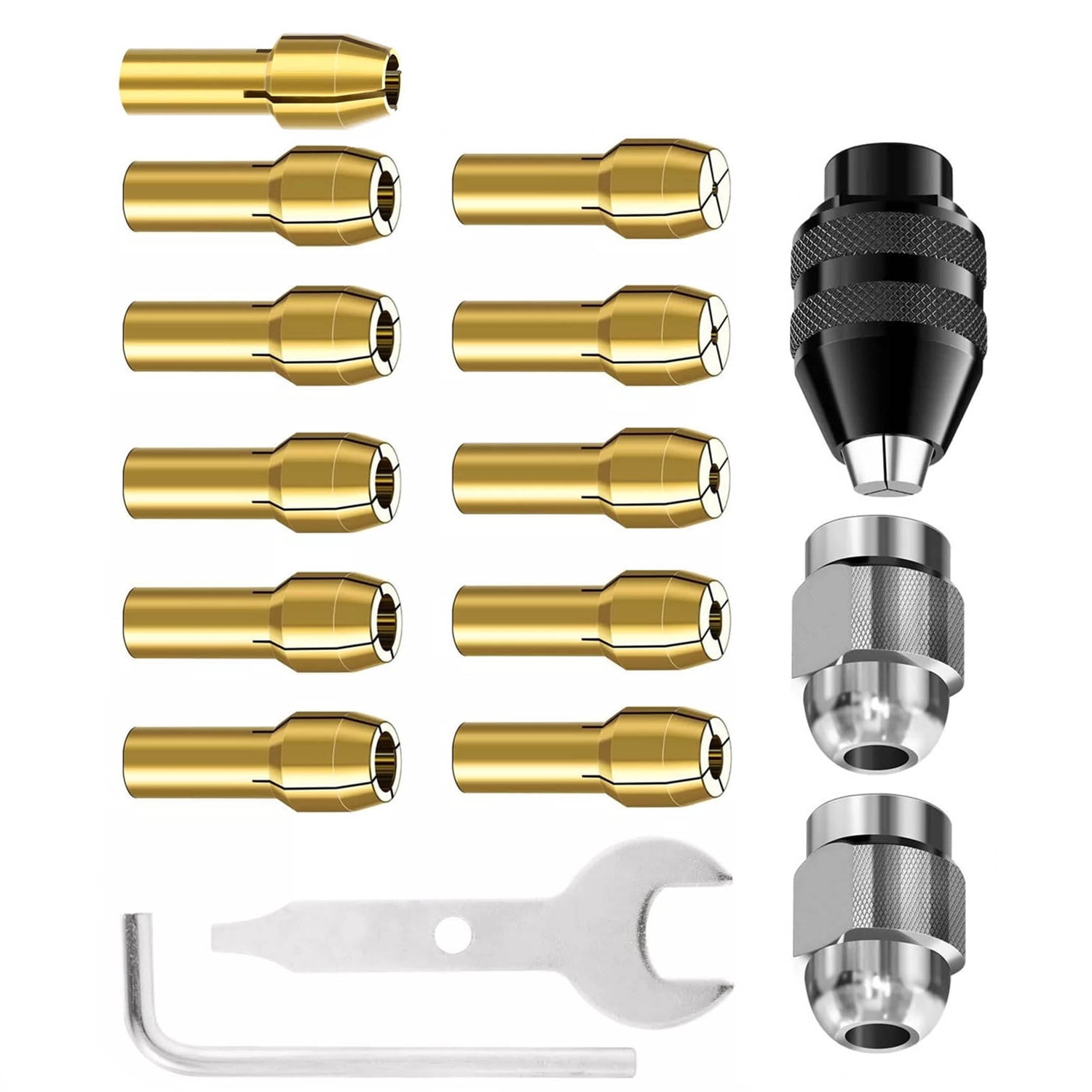 CSYANXING 16 Pcs Metal Brass Drill Chuck Collet Set for Dremel Rotary ...