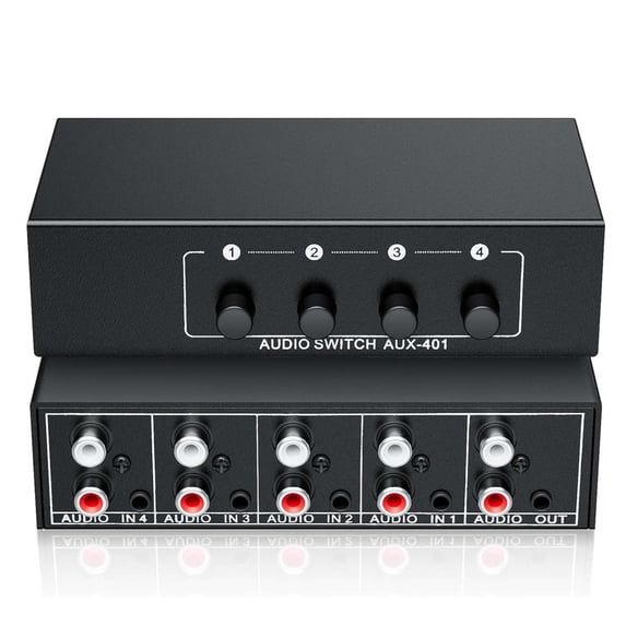 CSYANXING 4-Way Audio Switch RCA AUX 3.5mm Selector Stereo Source ...