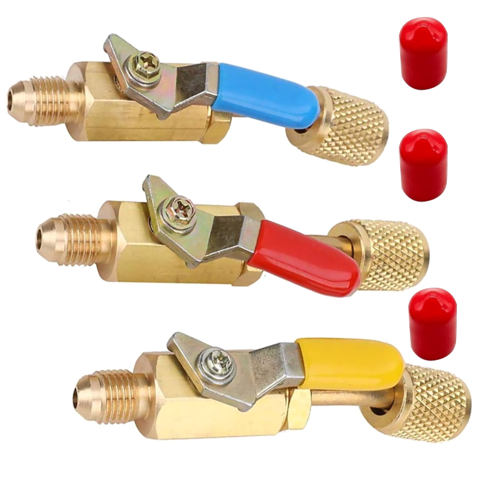 CSYANXING HVAC Shut Off Ball Valve Set 1/4 SAE AC Charging for R410A ...