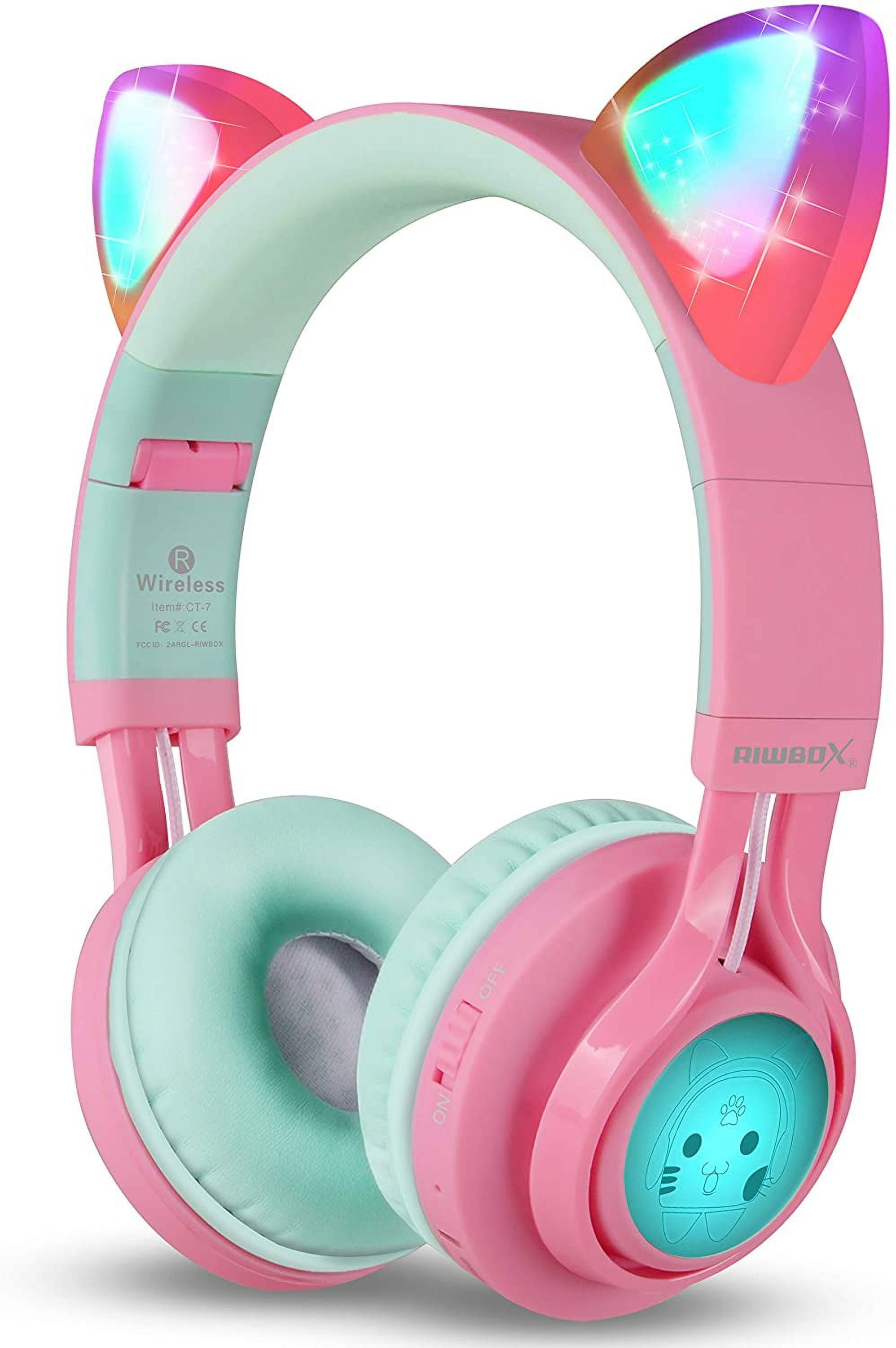 CT-7 Cat Ear Bluetooth Headphones, LED Light Up Bluetooth Wireless Over ...