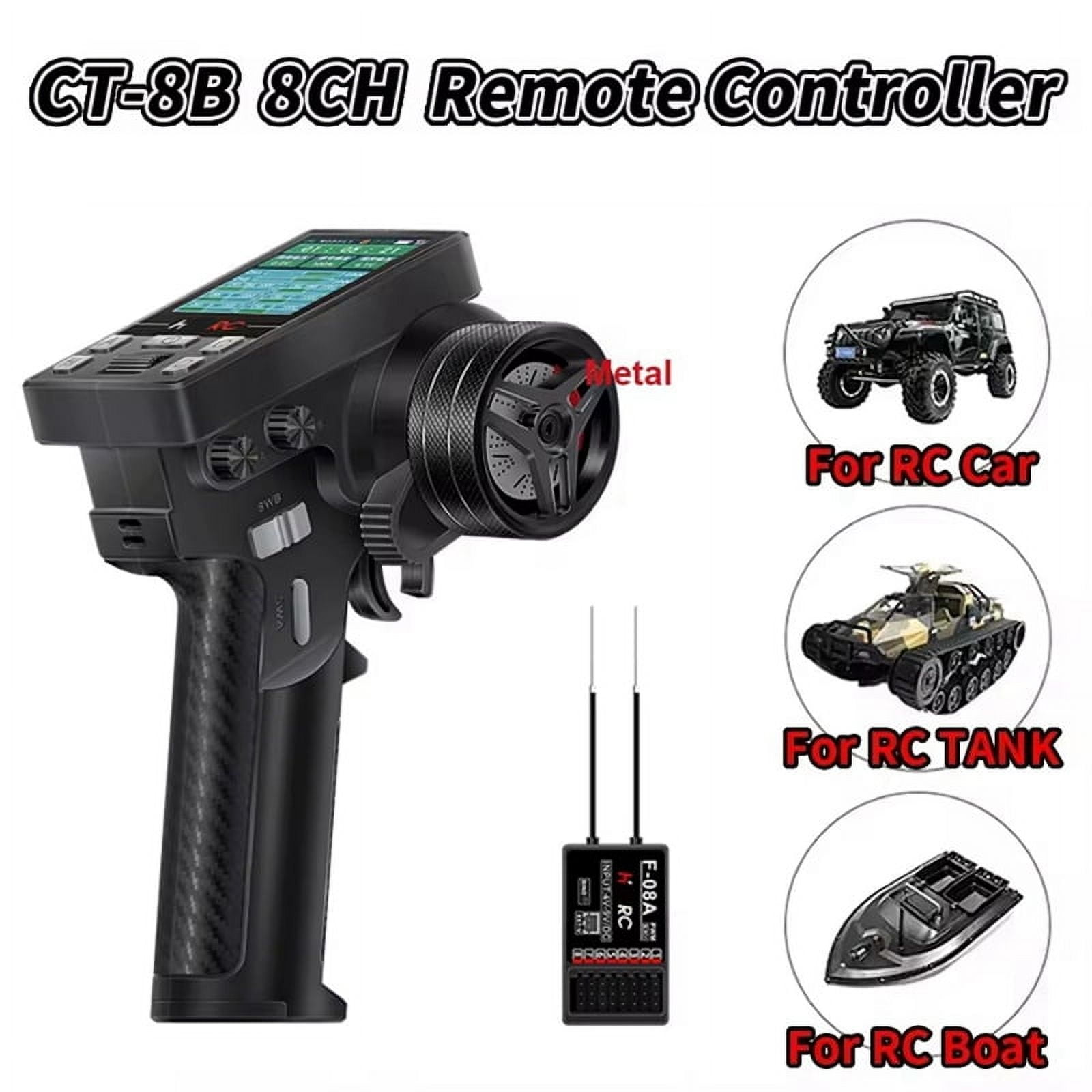 CT-8B 8CH Transmitter Remote Controller 2.4Ghz Radio&F-08A Receiver for ...