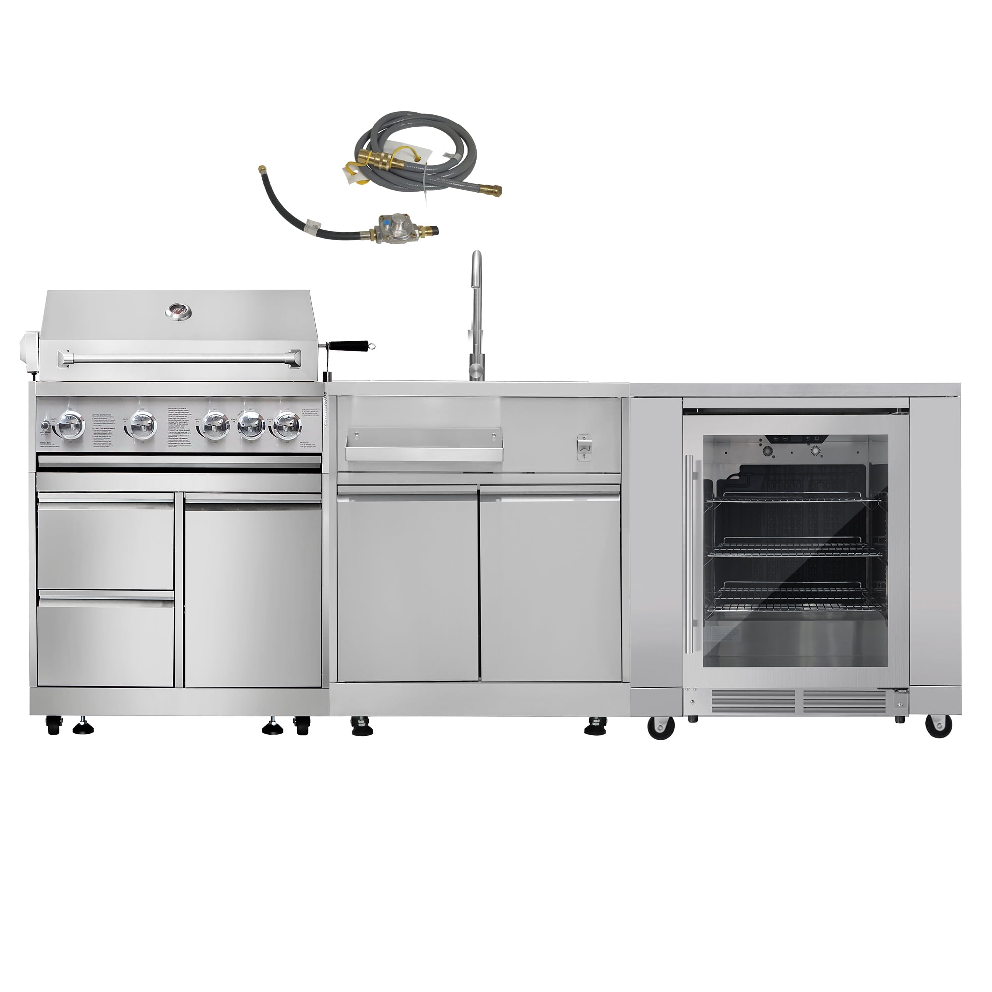 SINDA 5-Piece Outdoor Kitchen Package BBQ Gas Grill Island - Walmart.com