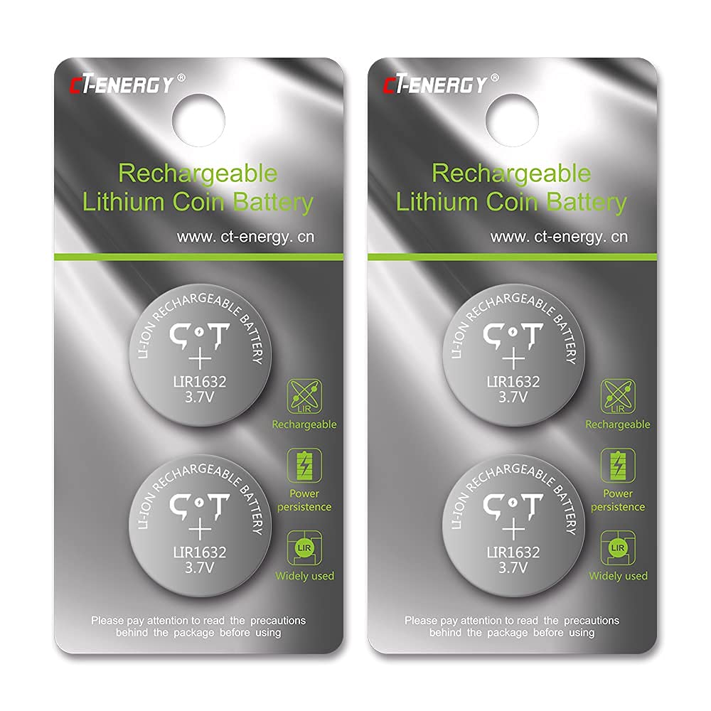 CT-ENERGY Rechargeable 1632 Batteries 4pcs for Tile Tracker 3.7V ...