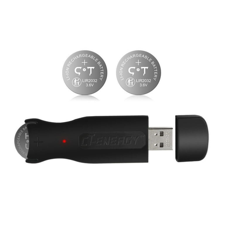 CT ENERGY Small Cell USB Lithium Coin Battery Charger with 2 Pack LIR2032 Rechargeable Batteries Walmart