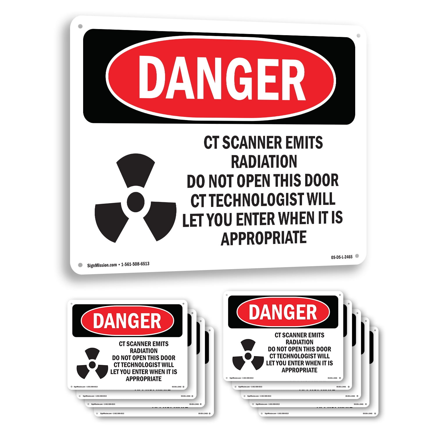 CT Scanner Emits Radiation Do OSHA Danger Rigid Plastic Sign 14 Inch x 10 Inch - 10 Pack ...