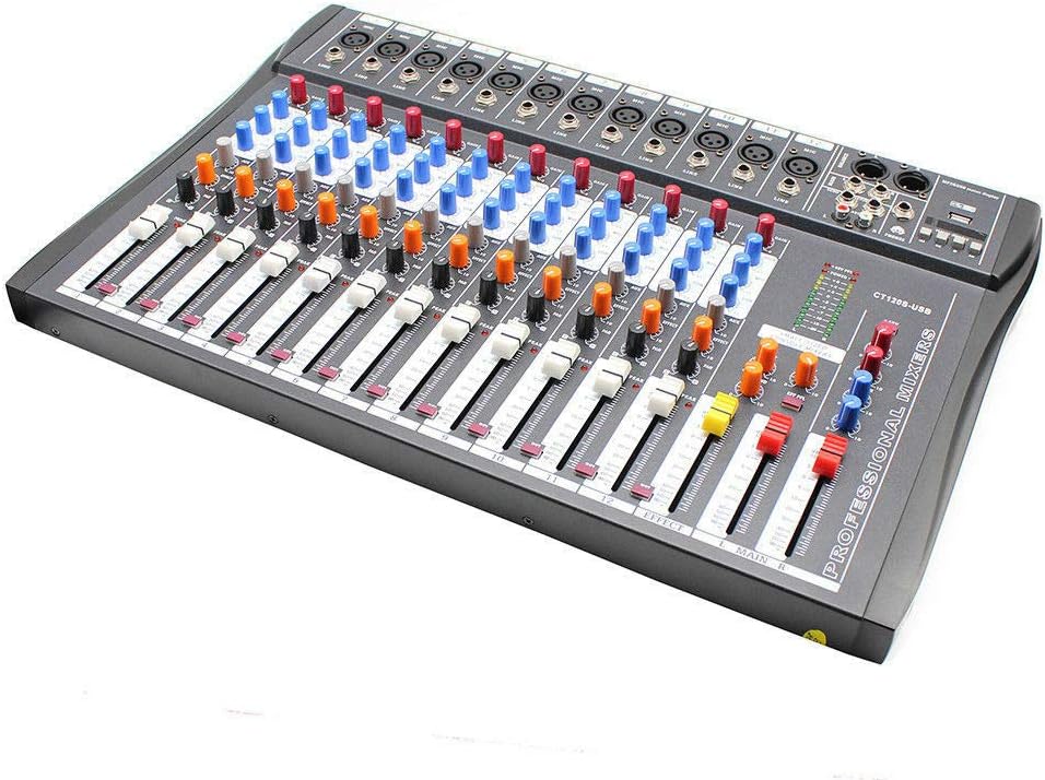 CT120S-USB Studio Audio Mixer, 12 Channel Sound Mixing Console 15V ...