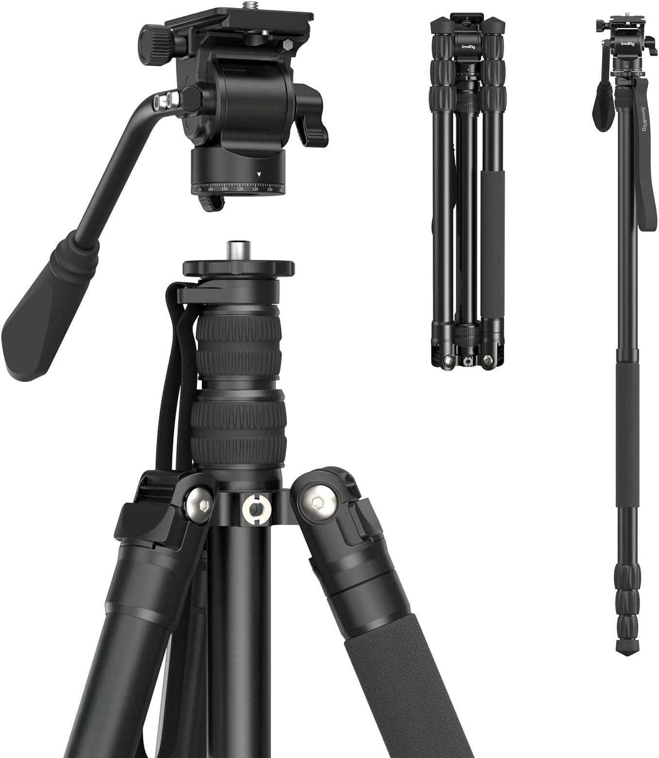 CT180 Video Tripod, 72" Camera Tripod Monopod with Fluid , Camera Tripod, 360? Panorama Fluid ...
