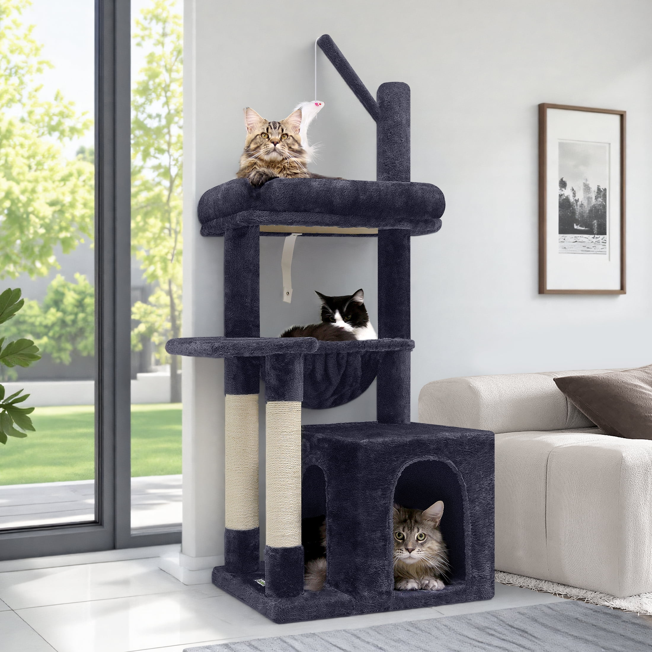 CT47AF Compact Cozy Cat Tree Tower | 46-Inch Durable Cat Condo with ...