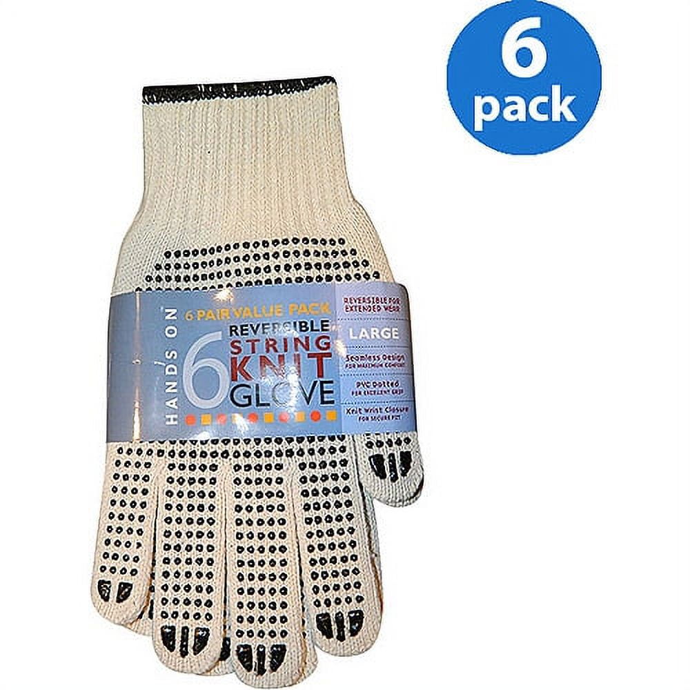 CT8200-L-6PK, Reversible PVC Dotted String Knit Gloves, 6 Pair Value ...