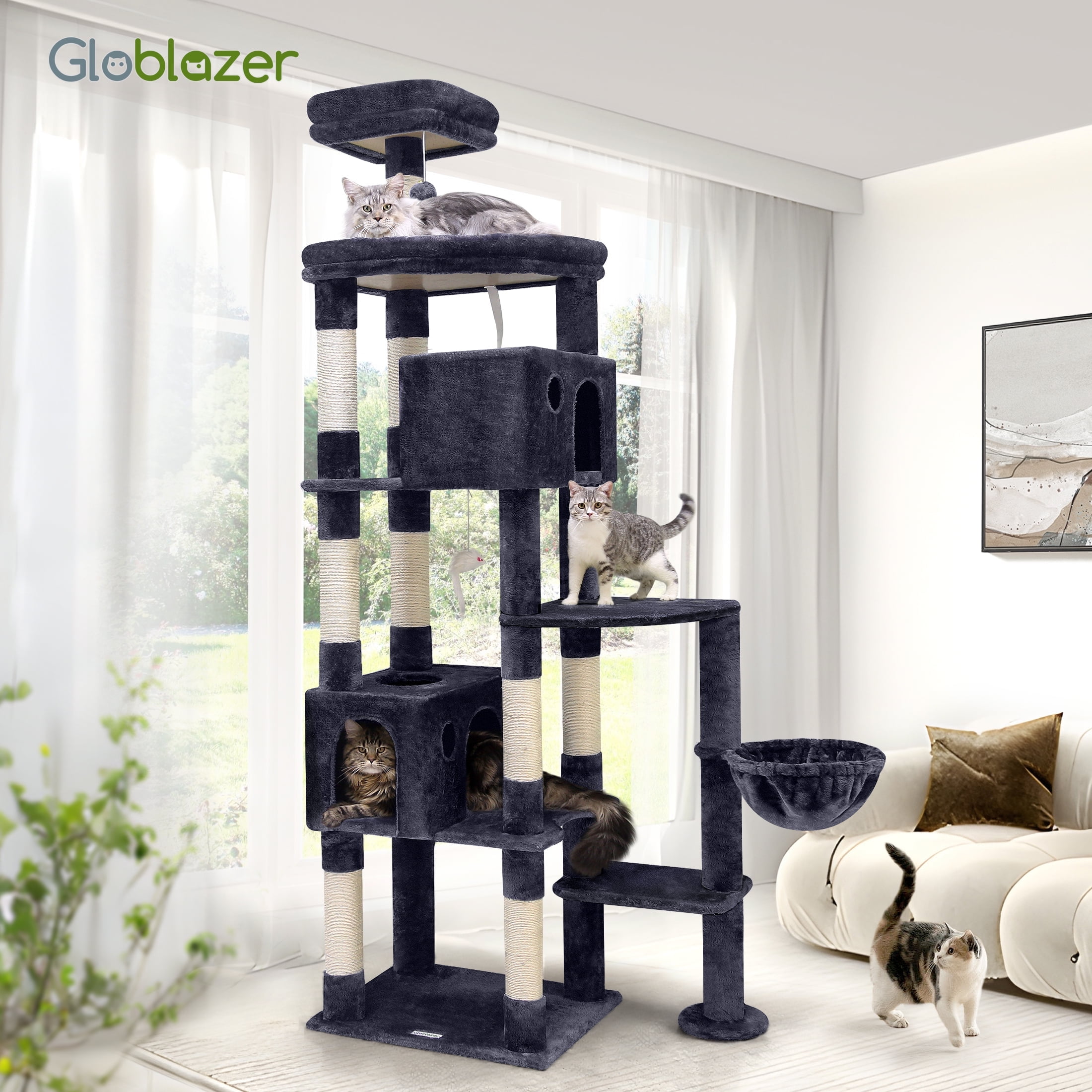 CT84F Giant Cat Tree - 83-Inch Extra Large Cat Tower for Indoor Cats ...