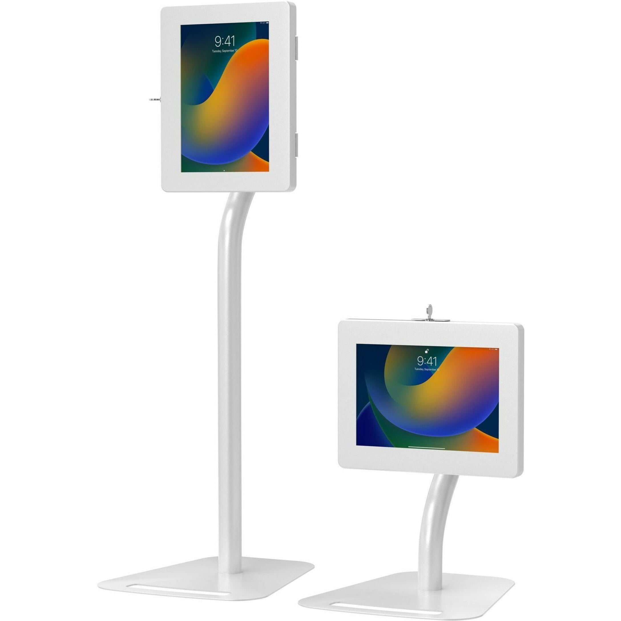 CTA Digital Height-Adjustable Floor-to-Desk Kiosk for Tablets White ...