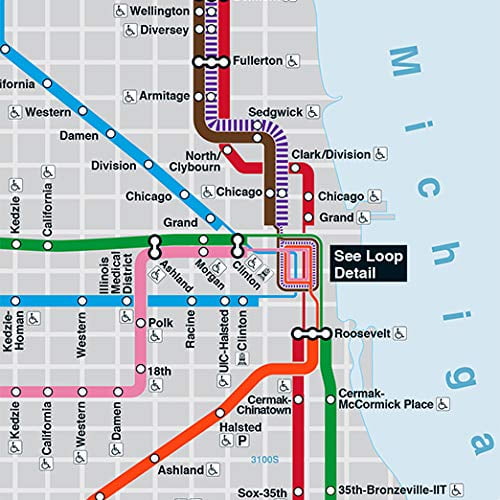 CTA Rail System Map Poster - Chicago Gift | Chicago Map | Chicago ...