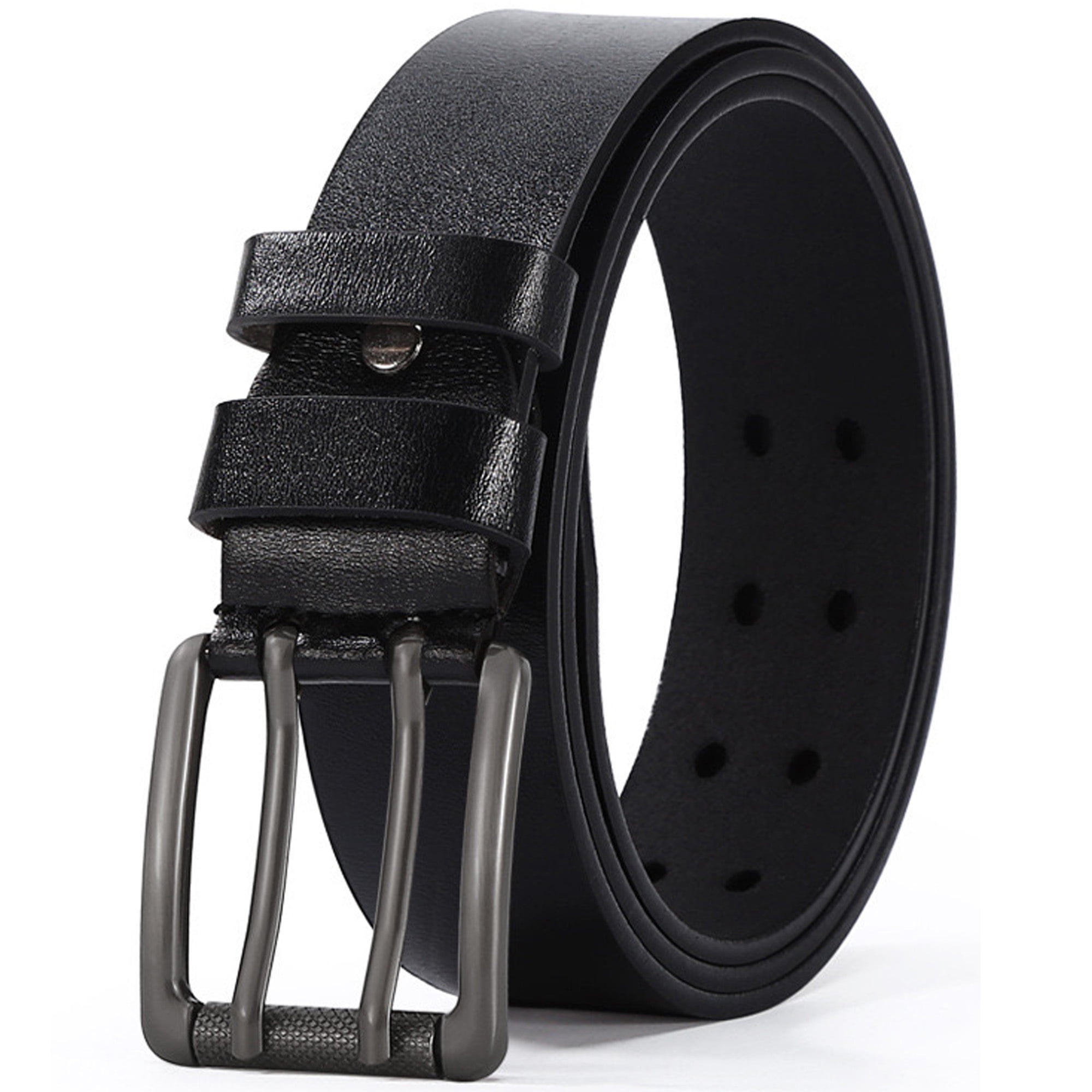 CTCMSP Double Prong Leather Belts for Men,Men's Black Casual Work Belt ...