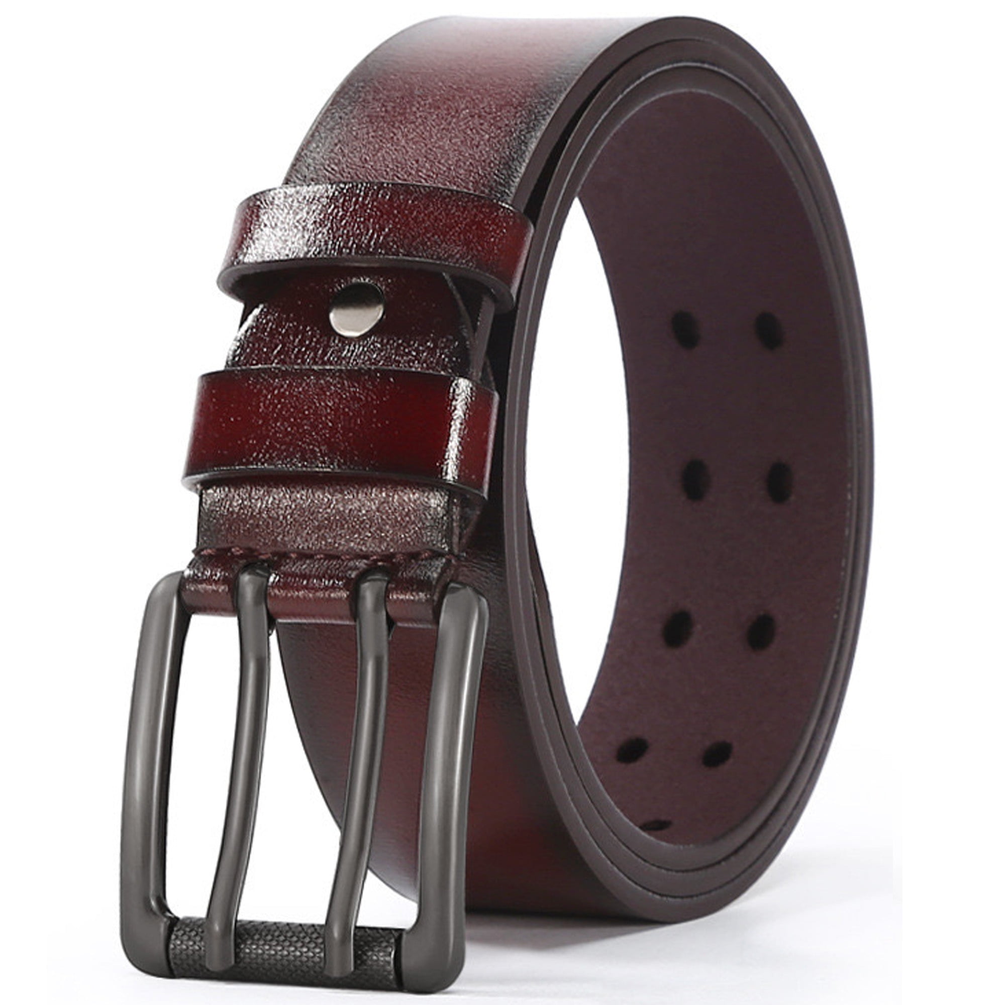 CTCMSP Double Prong Leather Belts for Men,Men's Brown Casual Work Belt ...