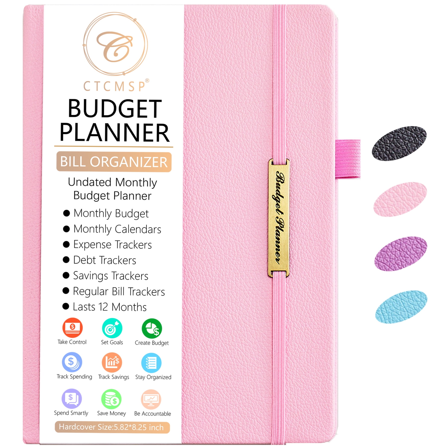 CTCMSP Pink Financial Years Budget Planner,Leather Monthly Budget Book ...