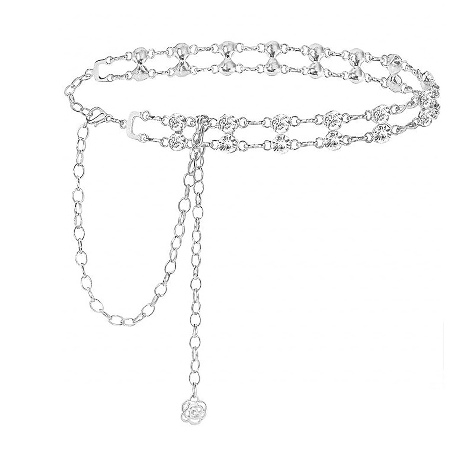 CTCMSP Silver Concho Chain Belt for Women Western Cowgir Metal Chain ...