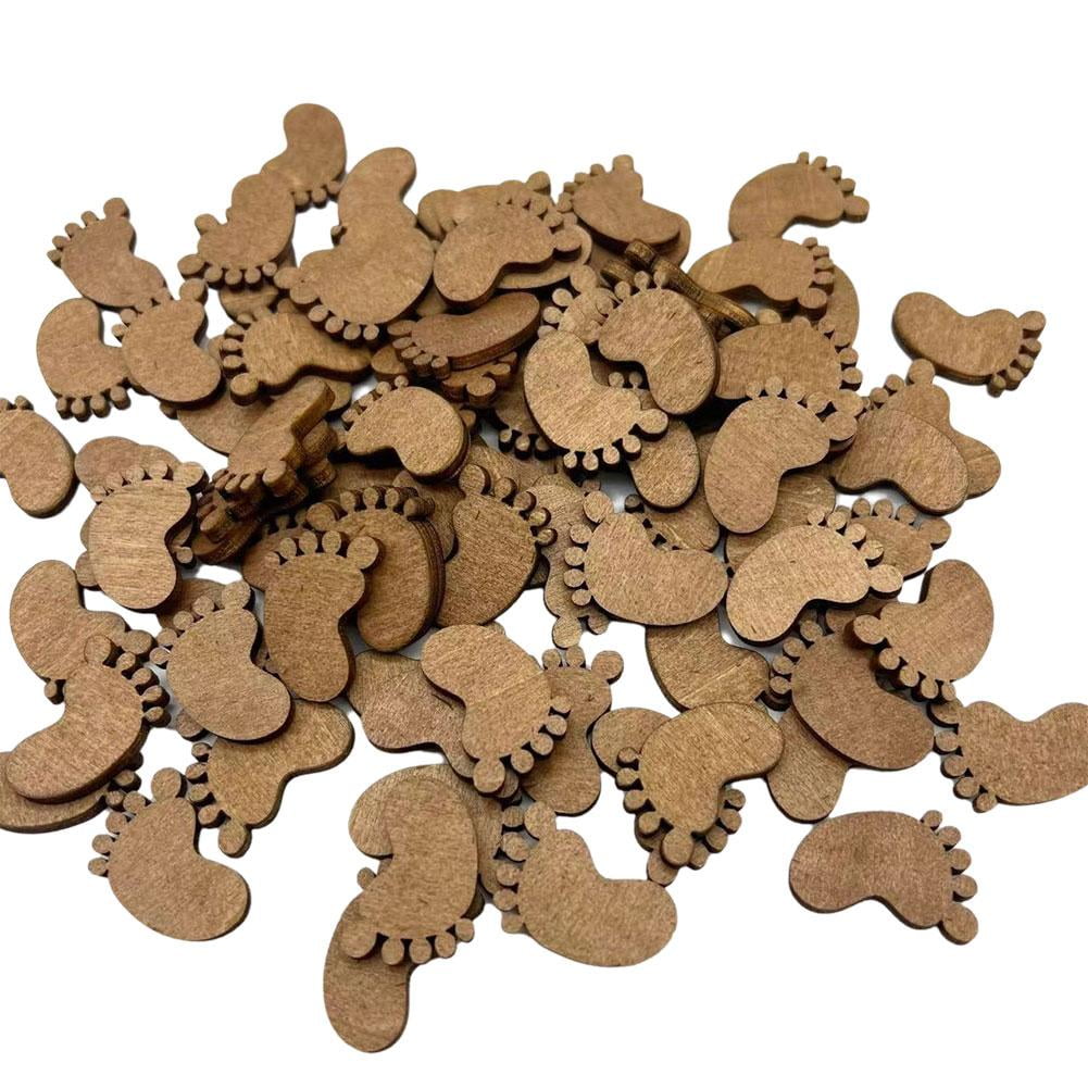 CTDWNT Baby Foot Shape Wood Slices,50pcs Unfinished Wood Cutouts,Foot ...