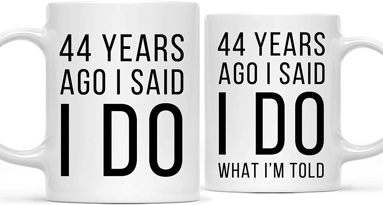 CTDream Funny 44th Wedding Anniversary 11oz. Couples Coffee Mug Gag ...