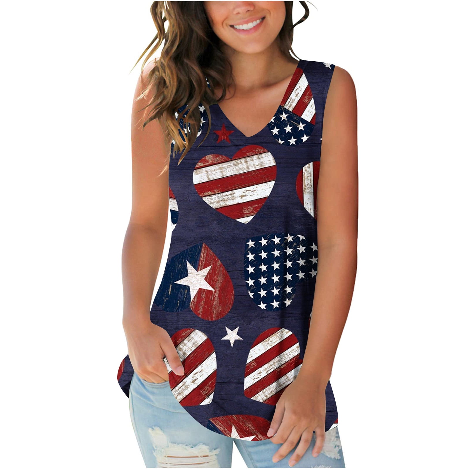 CHGBMOK 4th of July Tank Top for Women American Flag CamoTank Tops ...
