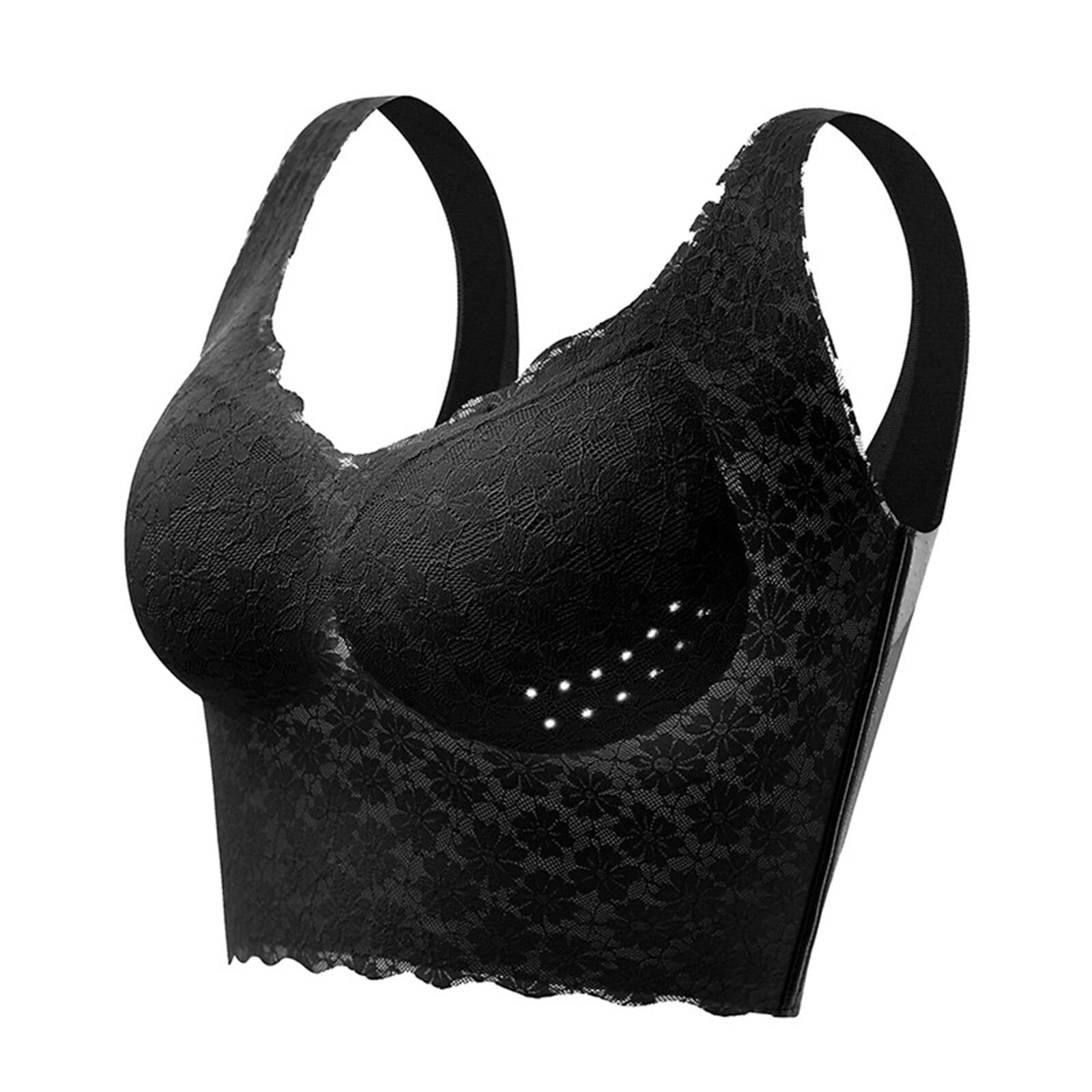 CHGBMOK Women's Breathable Lace Wireless Bra with Adjustable Straps ...