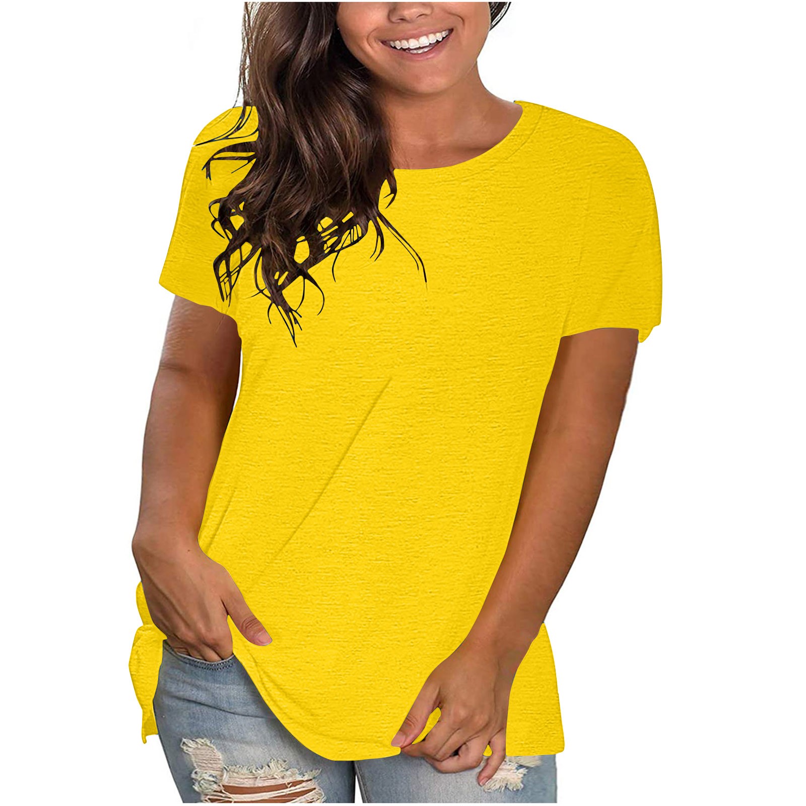 CTEEGC Fashion Summer Tops For Women Printed Short Sleeve V Neck T