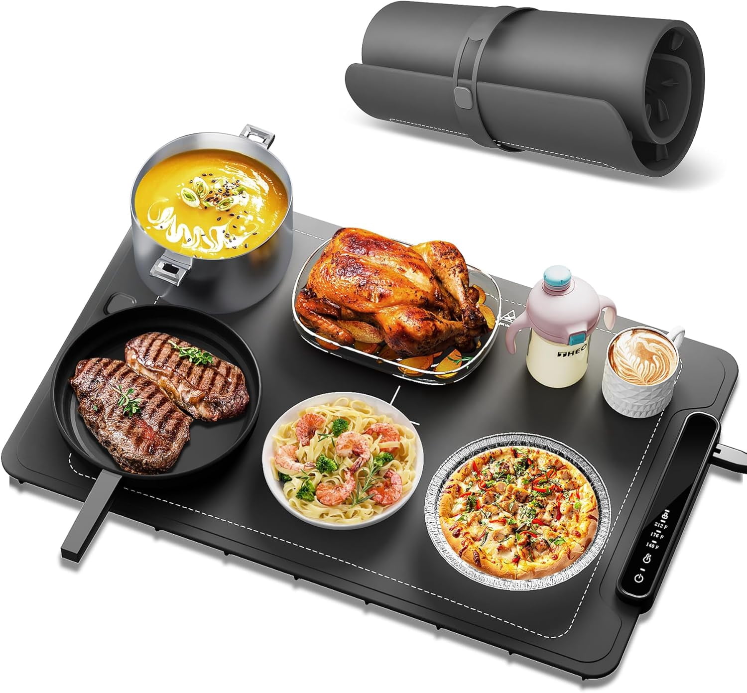 CTGUVBHKN Food Warming Mat Silicone Electric Warming Tray with 3 Modes ...