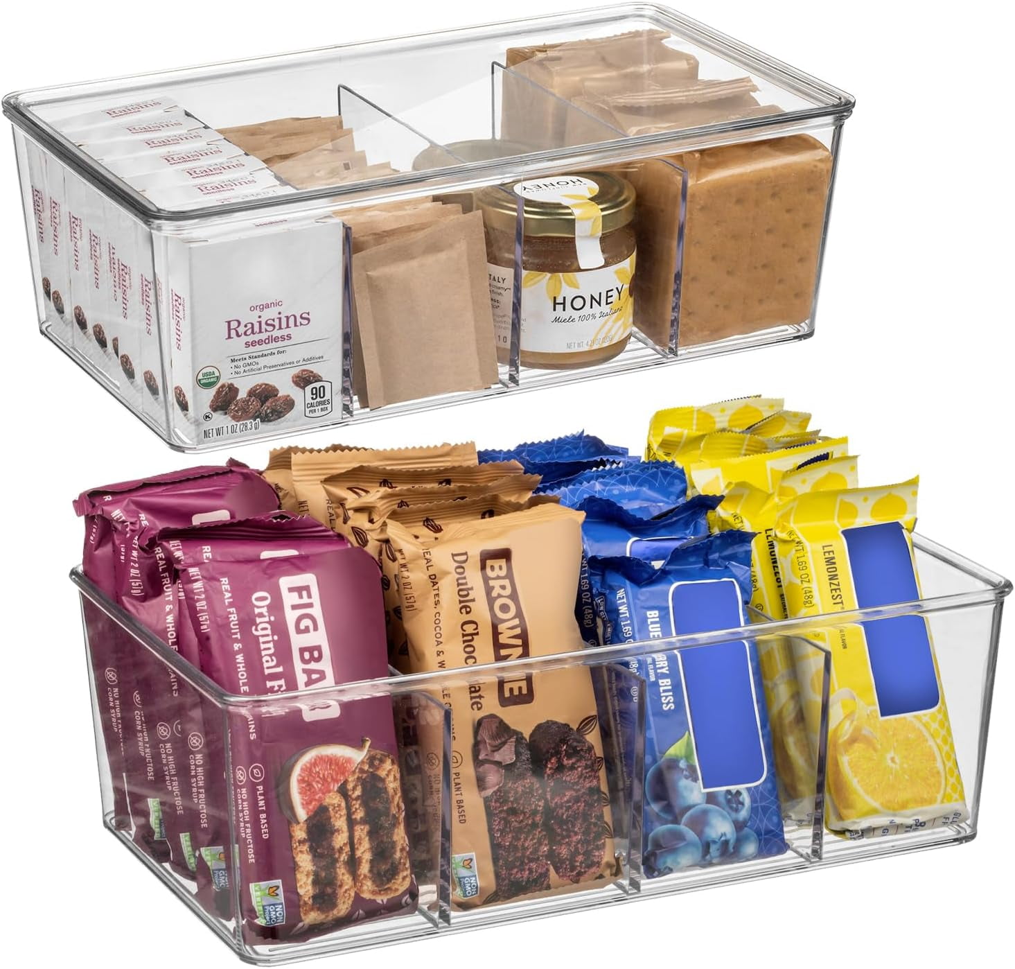CTGUVBHKN Plastic Pantry Organization and Storage Bins with Dividers ...