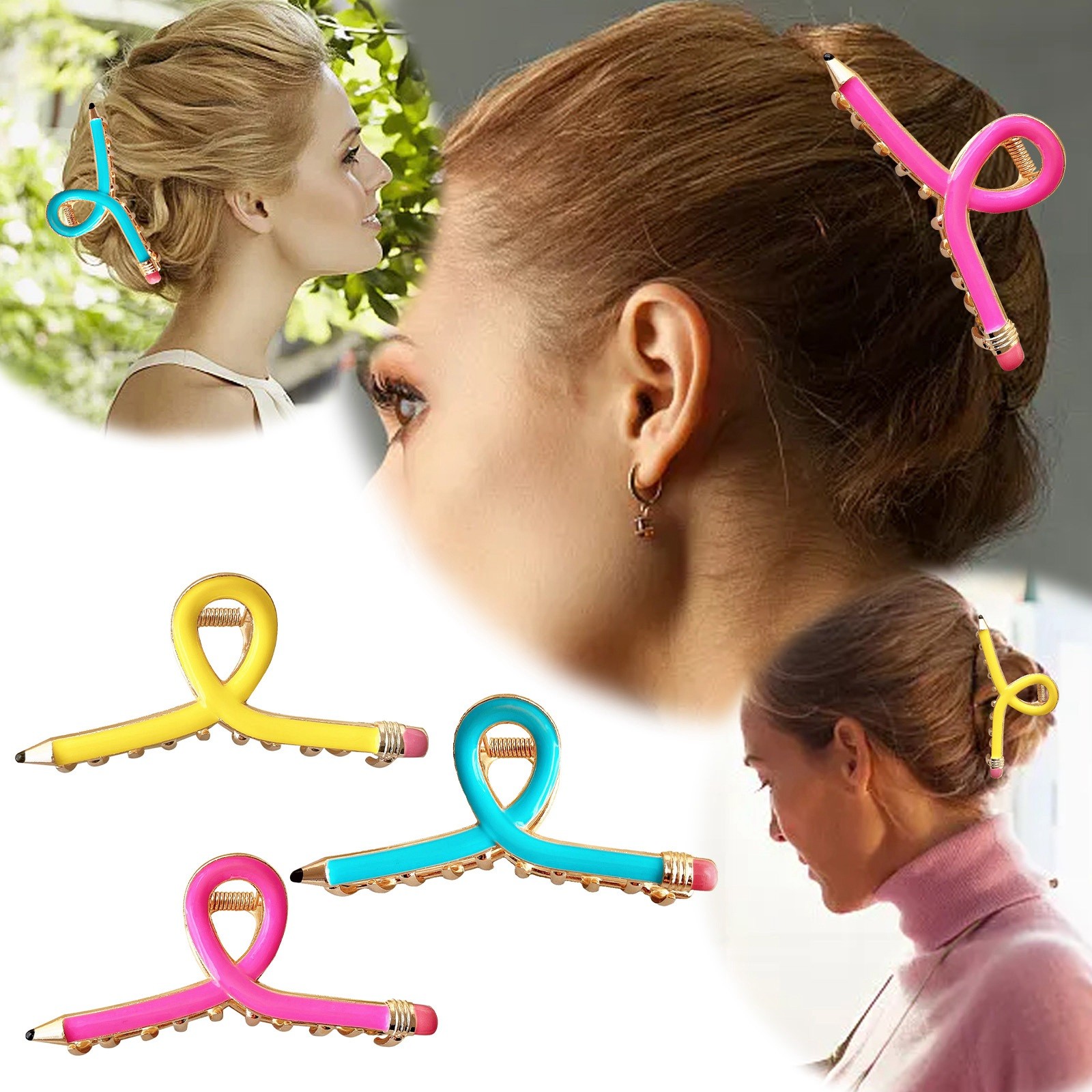 CTI Pencil Hair Clips Back To School Hair Clip For Women Cute Pencil ...