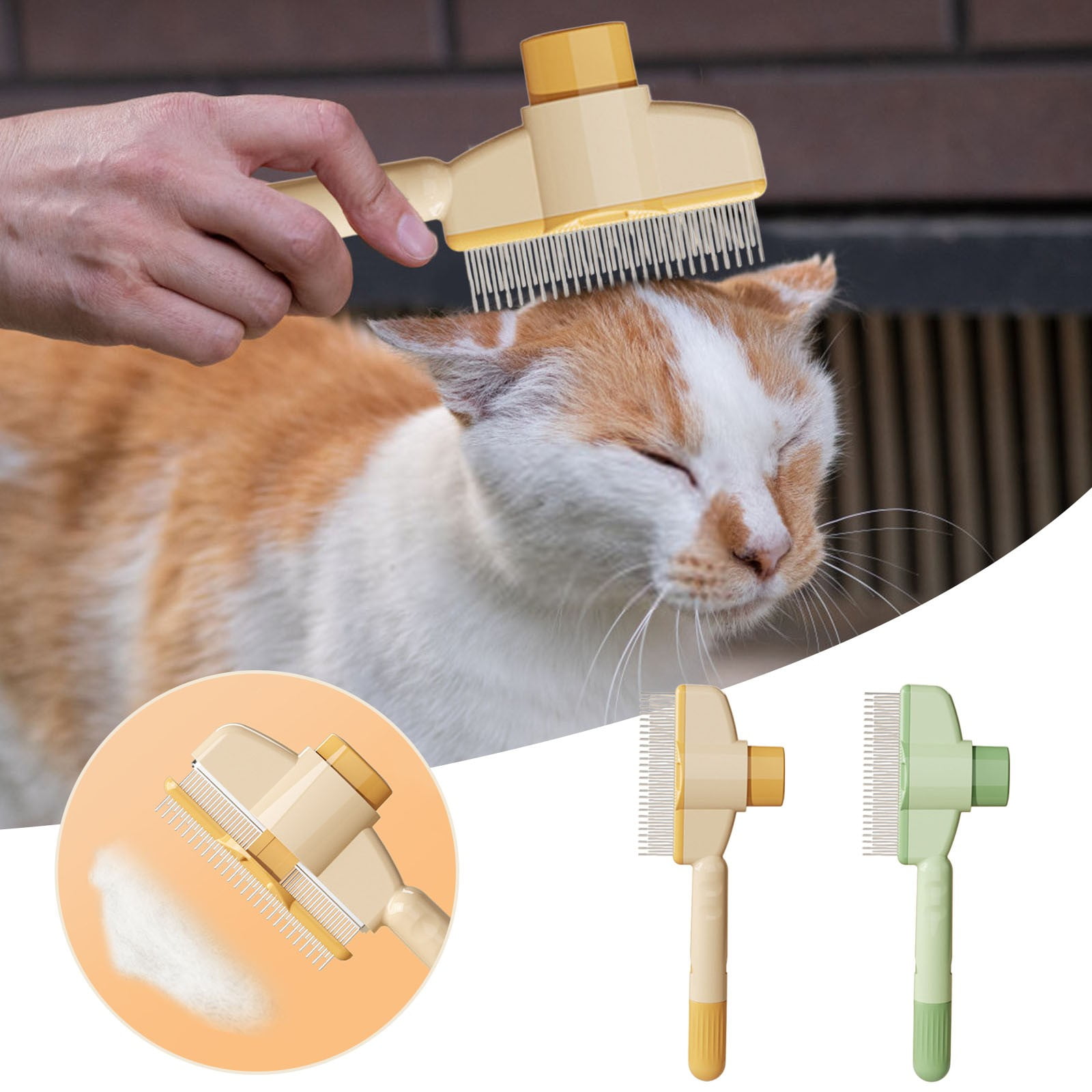 CTI Pet Hair Removal Comb, Flea Comb, 2024 New Stainless Grooming Massage , Automatic Cleaning ...