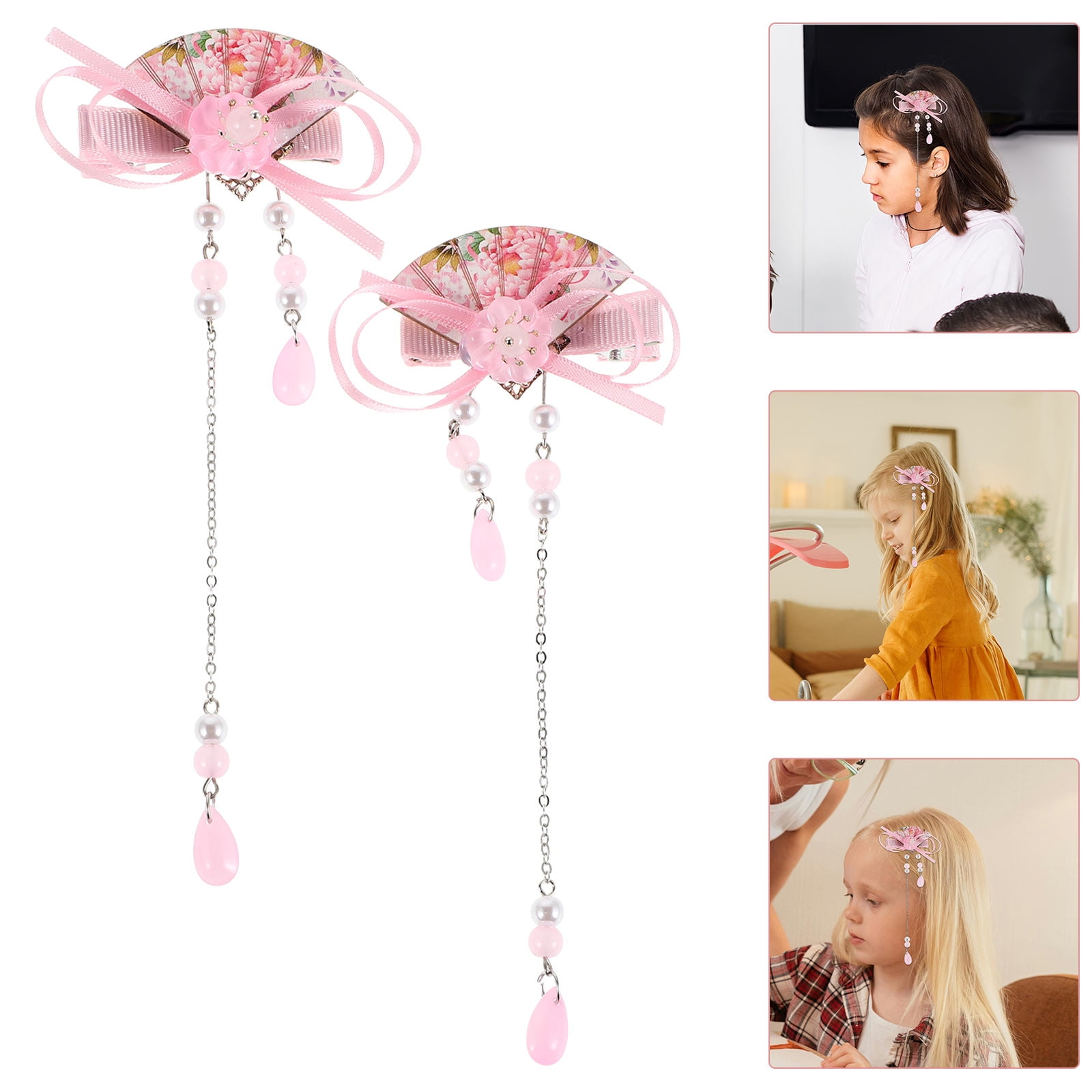 CTIRCHIU 1 Pair Cute Side Clips Tassel for Little Girls Hanfu Hair Pin ...