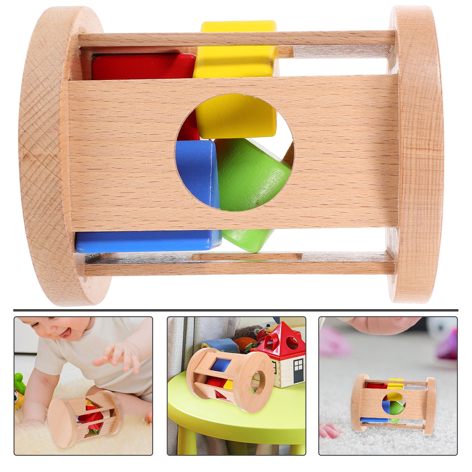 CTIRCHIU 1 Set Wooden Rolling Shape Sorter Cube for Children Early ...