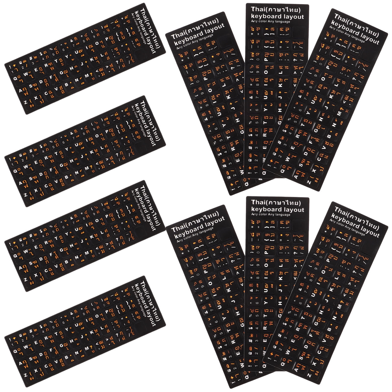 CTIRCHIU 10 Sheets Thai Language Stickers for Keyboard PVC Black ...