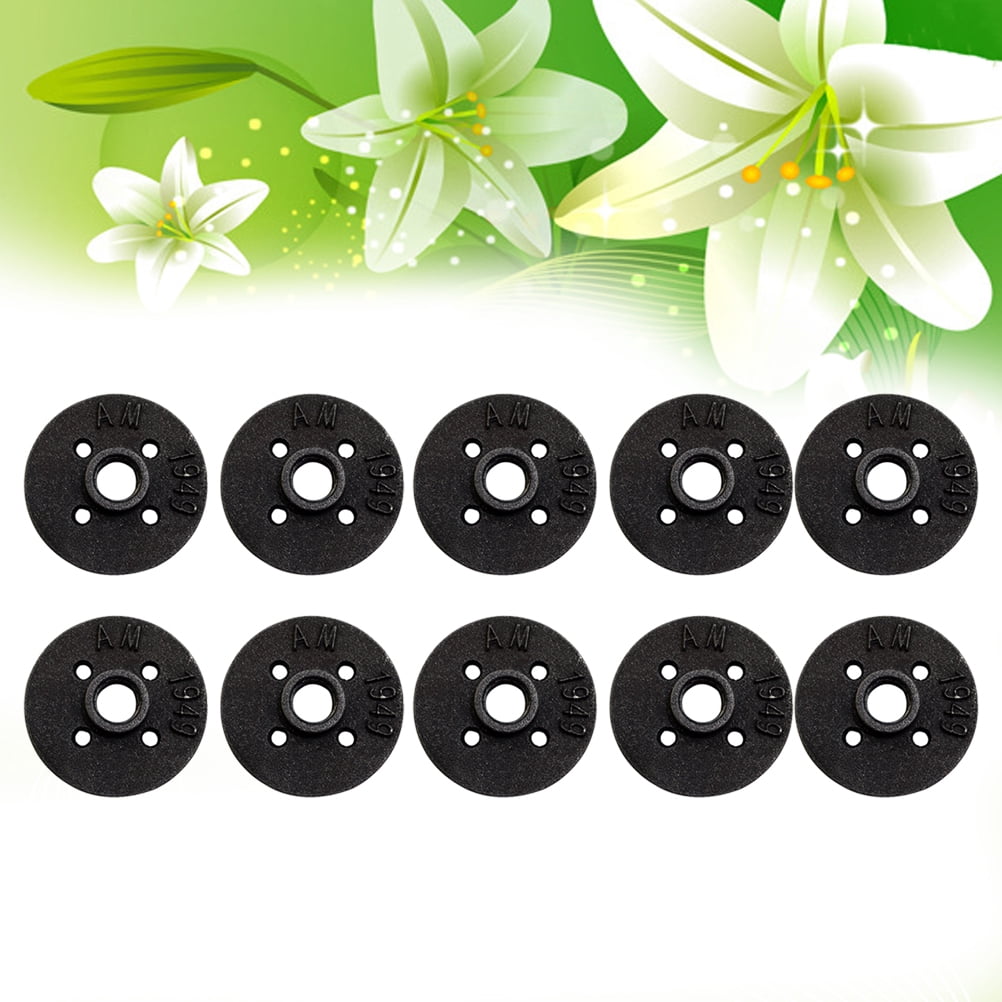 CTIRCHIU 10Pcs Black Wall Mounted Fittings Sturdy Iron Flange for ...