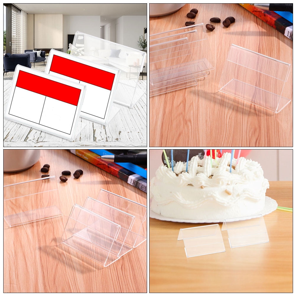 CTIRCHIU 10-Pack Transparent Acrylic L-Shaped Card Stand Horizontal ...
